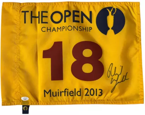 PHIL MICKELSON SIGNED AUTOGRAPHED 2013 BRITISH OPEN GOLF FLAG MUIRFIELD ...