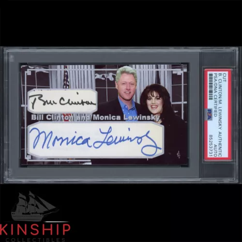 President Bill Clinton Monica Lewinsky signed Cut Custom Card PSA DNA ...