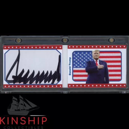 President Donald Trump signed Cut with USA Flag Patch Booklet JSA LOA ...