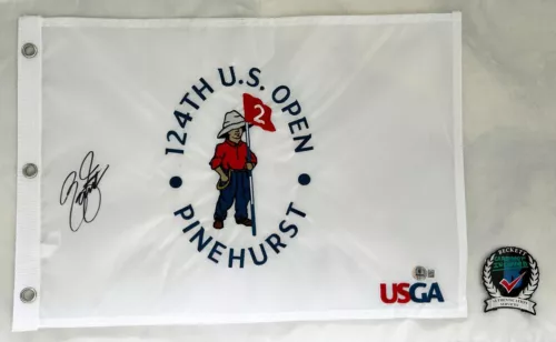 Rickie Fowler Signed 2024 US Open Flag 2 Beckett BAS COA | Autographia