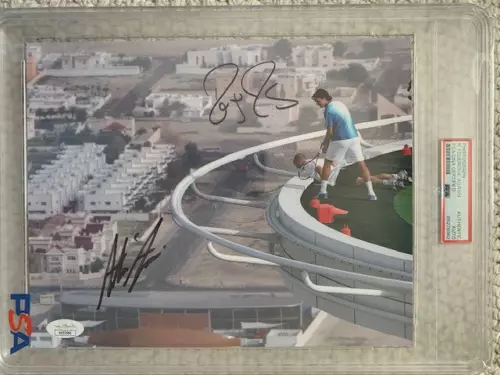 ROGER FEDERER+ANDRE AGASSI HAND SIGNED 8x10 COLOR PHOTO RARE PSA ...