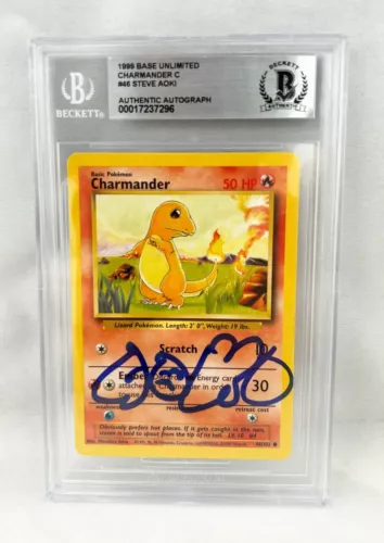 Steve Aoki Signed Pokemon Card 1999 Charmander Beckett BAS 1 COA ...