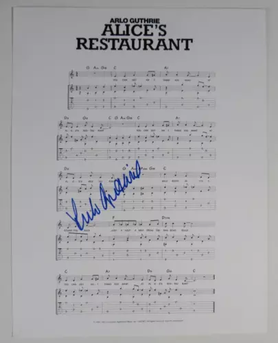 ARLO GUTHRIE Signed Autograph Auto "Alice's Restaurant" Sheet Music JSA ...
