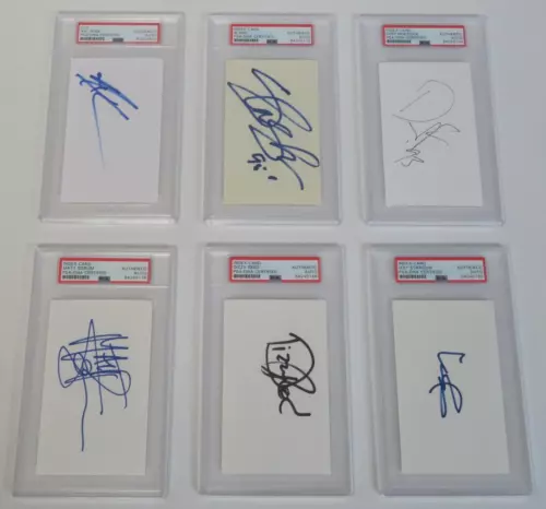 Axl Rose GUNS N' ROSES Signed Autograph Index Card Cut Set x6 Slab PSA ...