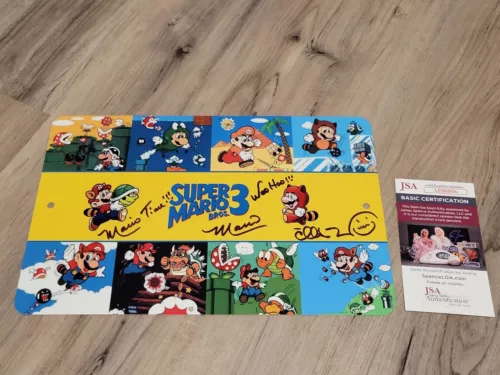 CHARLES MARTINET AUTOGRAPHED SUPER MARIO 3 MONTAGE TIN SIGN SIGNED ...