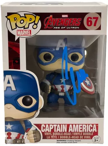 Chris Evans Signed Captain America Funko Avengers 67 Autograph Beckett ...