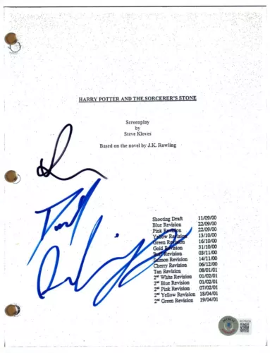 Daniel Radcliffe Rupert Grint Signed Harry Potter Sorcerer Stone Script ...