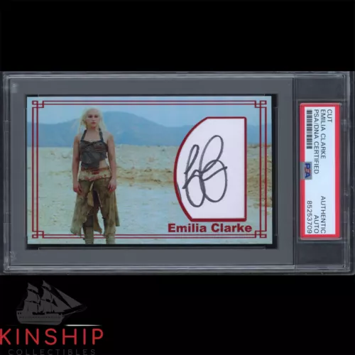 Emilia Clarke signed Cut 3x5 Custom Card PSA DNA Slab Game of Thrones ...