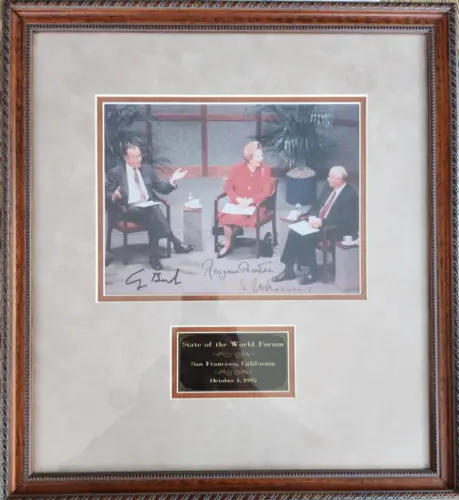 George Bush + Margaret Thatcher + Mikhail Gorbachev Signed 8x10 Photo w ...