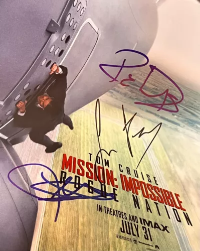 Jeremy Renner & Simon Pegg & Rebecca Ferguson SIGNED Mission Impossible ...