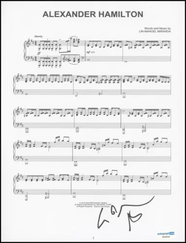 Lin-Manuel Miranda "Hamilton" AUTOGRAPH Signed 'Alexander Hamilton' Sheet Music | Autographia