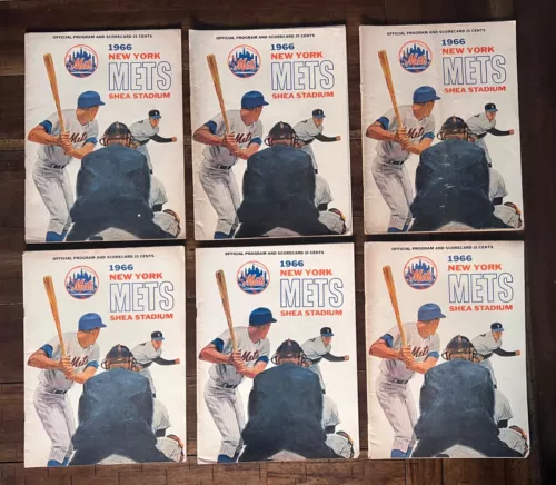 Lot of 6 New York Mets Official Original Program Scorecard 1966 Shea ...