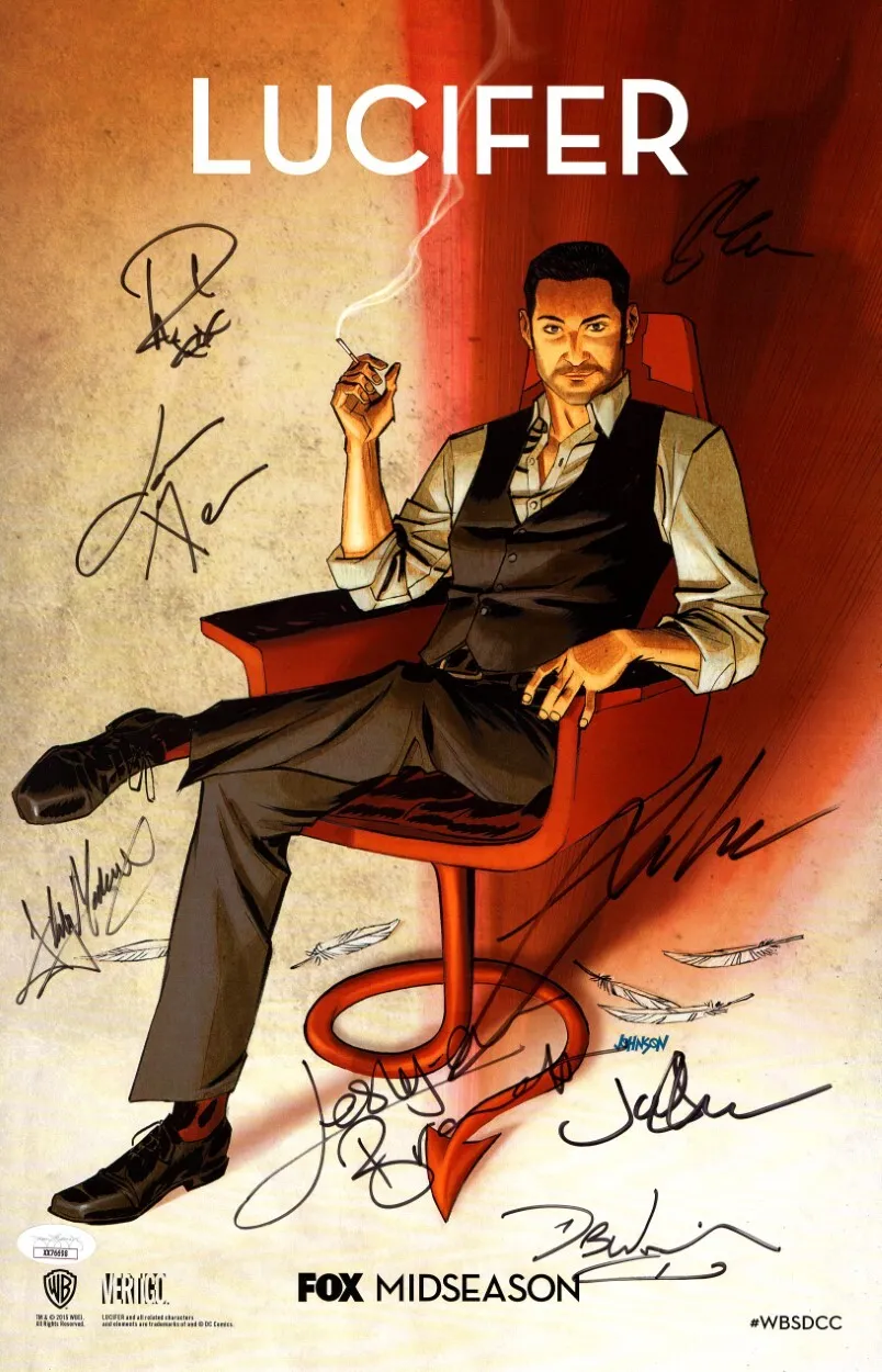 Lucifer Cast Signed Autographed 11X17 Poster Ellis Woodside +6 JSA ...