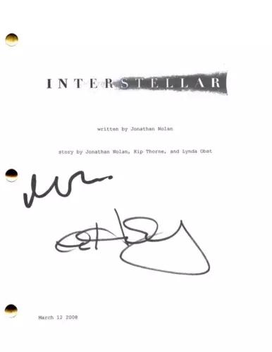 Matt Damon & Anne Hathaway Signed Autograph Interstellar Movie Script ...