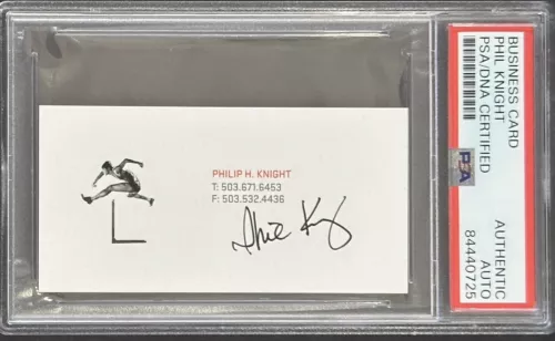 PHIL KNIGHT NIKE CEO SIGNED BUSINESS CARD PSA DNA COA AUTOGRAPH Track ...