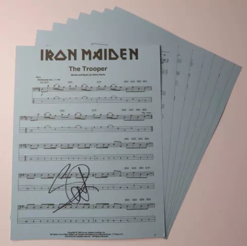 Steve Harris IRON MAIDEN Signed Autograph "The Trooper" Bass Sheet ...