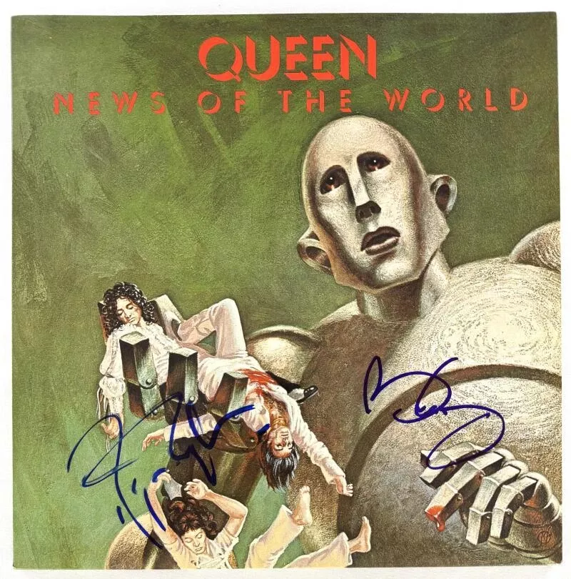 Brian May & Roger Taylor Queen Signed Autograph Album Vinyl Record LP w ...