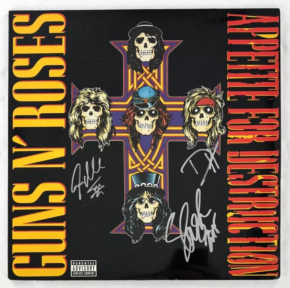 Guns 'N Roses GNR Band x3 Signed Autograph Album Vinyl Record LP w/ JSA ...