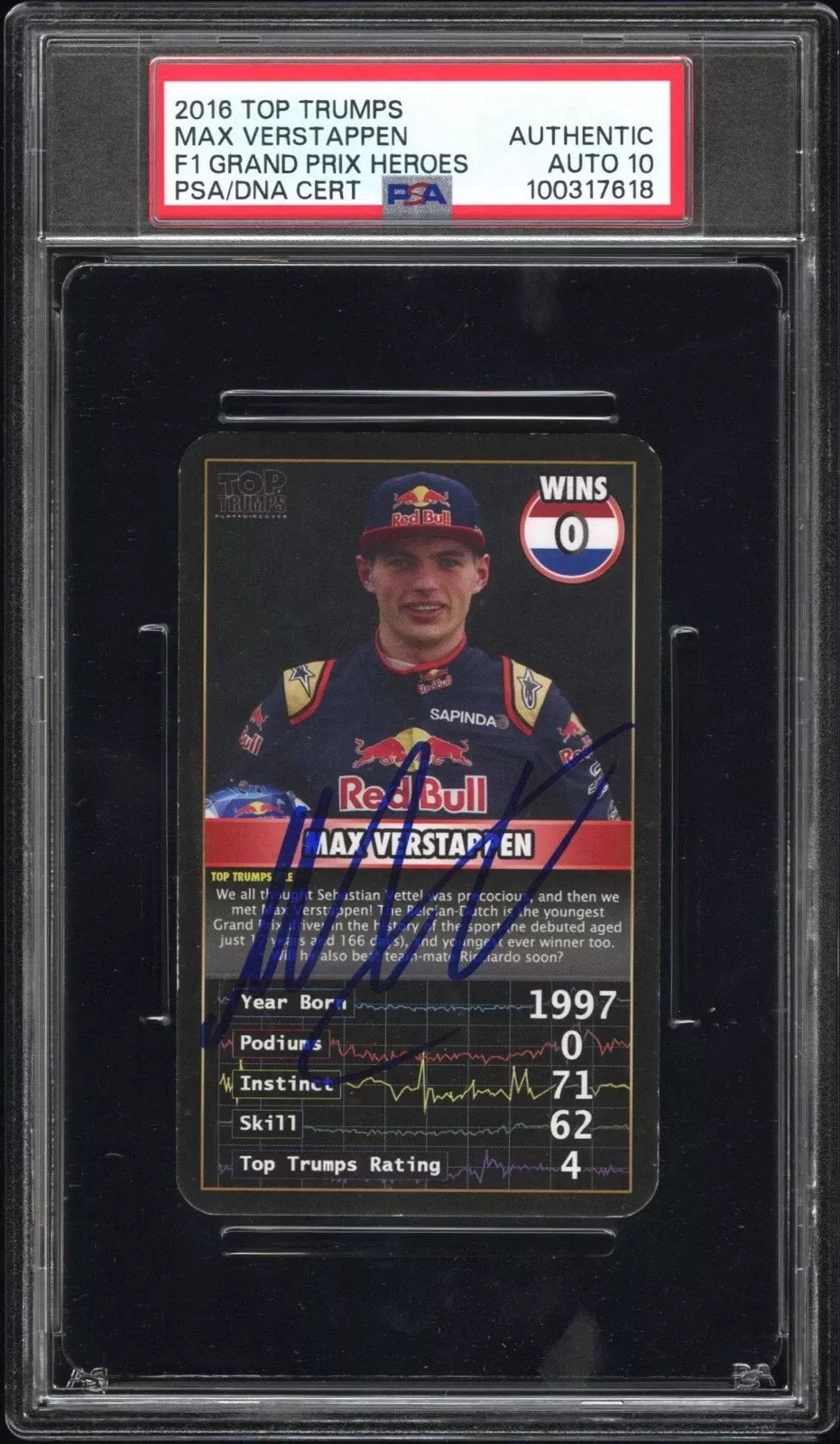 2016 Top Trumps Max Verstappen F1 Grand Prix Heroes Rookie Psa GEM MT ...