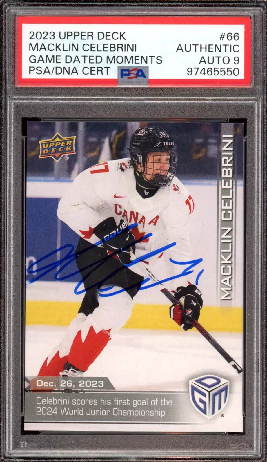 2023 Upper Deck #66 Macklin Celebrini Game Dates Moments Rookie Psa ...