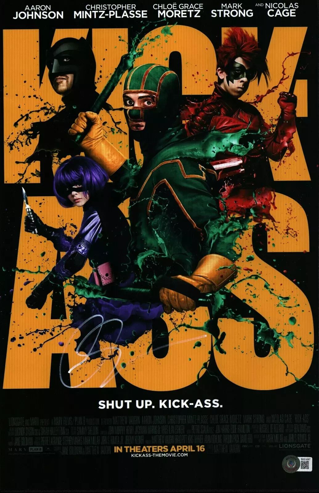 Aaron Taylor-Johnson Signed Autographed Kick-Ass Movie Poster 11x17 Beckett COA | Autographia