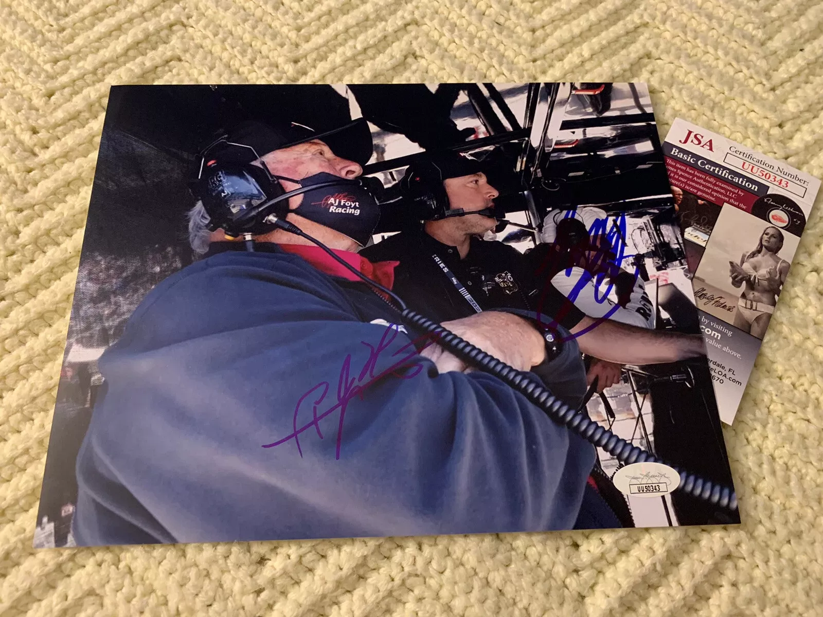 AJ Foyt L & Tony Stewart NASCAR Signed 8 X 10 Photo JSA Authenticated ...