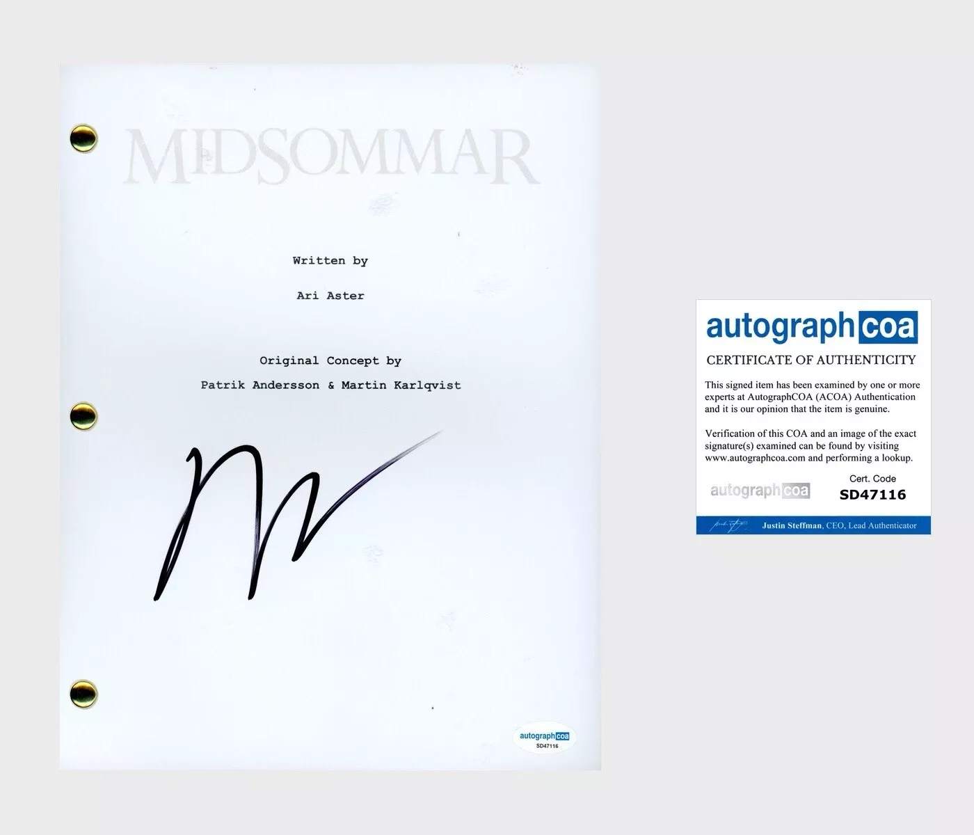 Ari Aster ‘Midsommar’ Signed Full Movie Script Screenplay ACOA ...