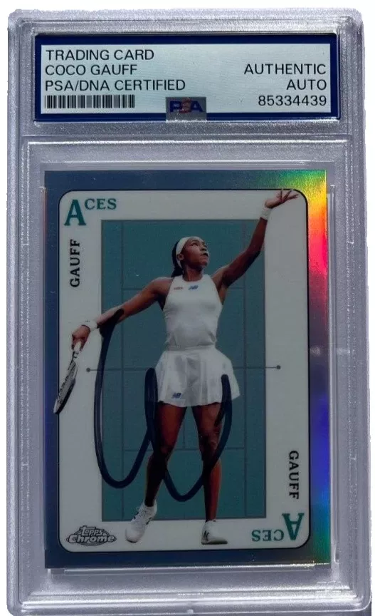 COCO GAUFF SIGNED 2021 TOPPS CHROME TENNIS ACES ROOKIE CARD AUTO RC PSA ...