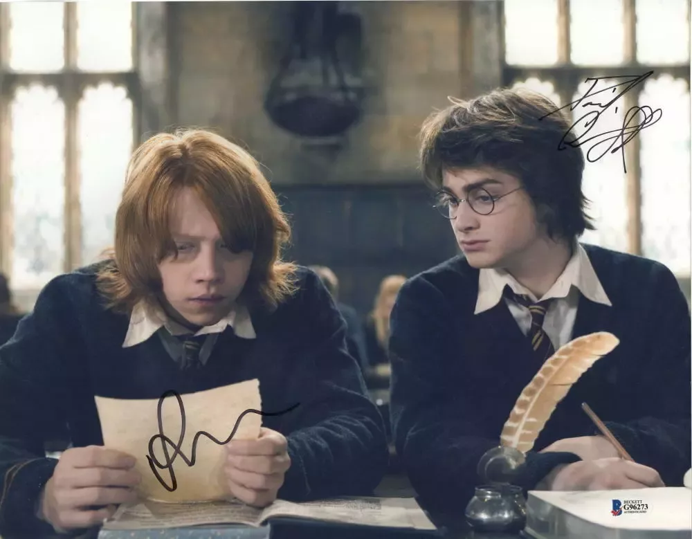 DANIEL RADCLIFFE RUPERT GRINT SIGNED 11X14 PHOTO HARRY POTTER AUTOGRAPH ...