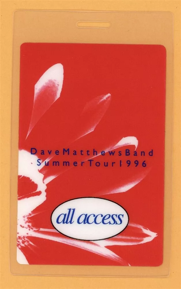 Dave Matthews Band 1996 Crash Tour All Access Laminated Backstage Pass ...
