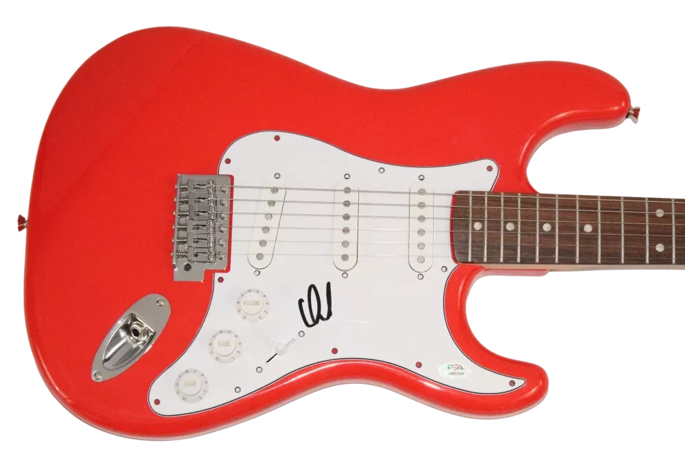 David Draiman of Disturbed Signed Autograph Red Fender Guitar w/ PSA COA | Autographia