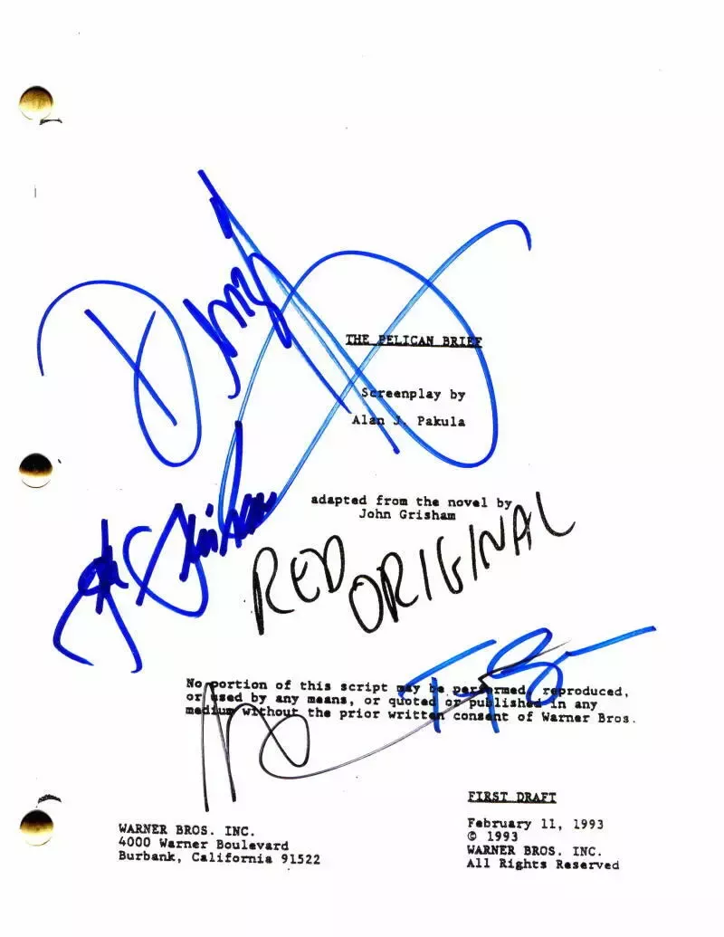 DENZEL WASHINGTON +3 CAST SIGNED AUTOGRAPH - THE PELICAN BRIEF MOVIE ...