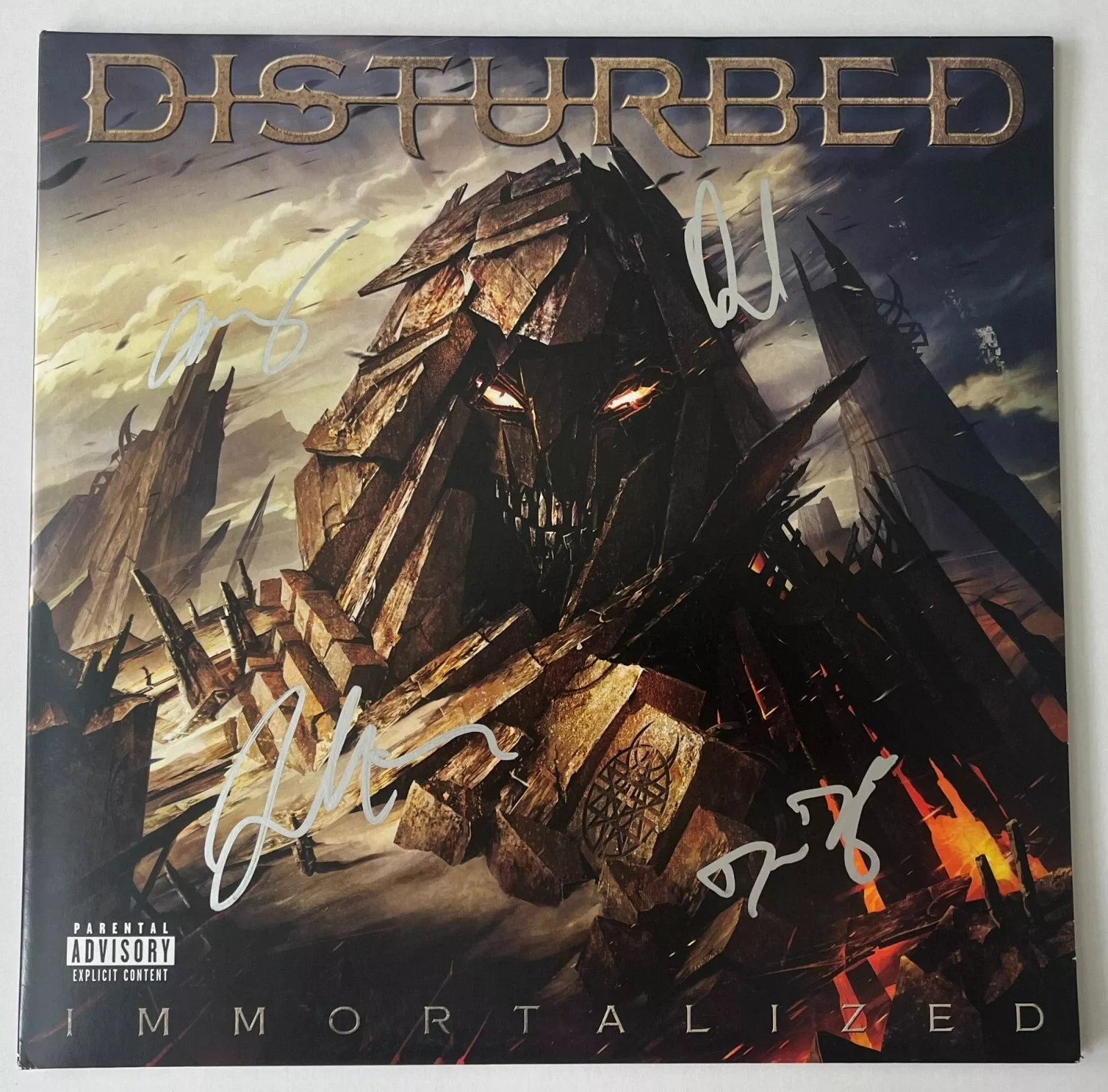 DISTURBED DAVID DRAIMAN +3 SIGNED AUTOGRAPH IMMORTALIZED VINYL ALBUM w/PROOF COA | Autographia