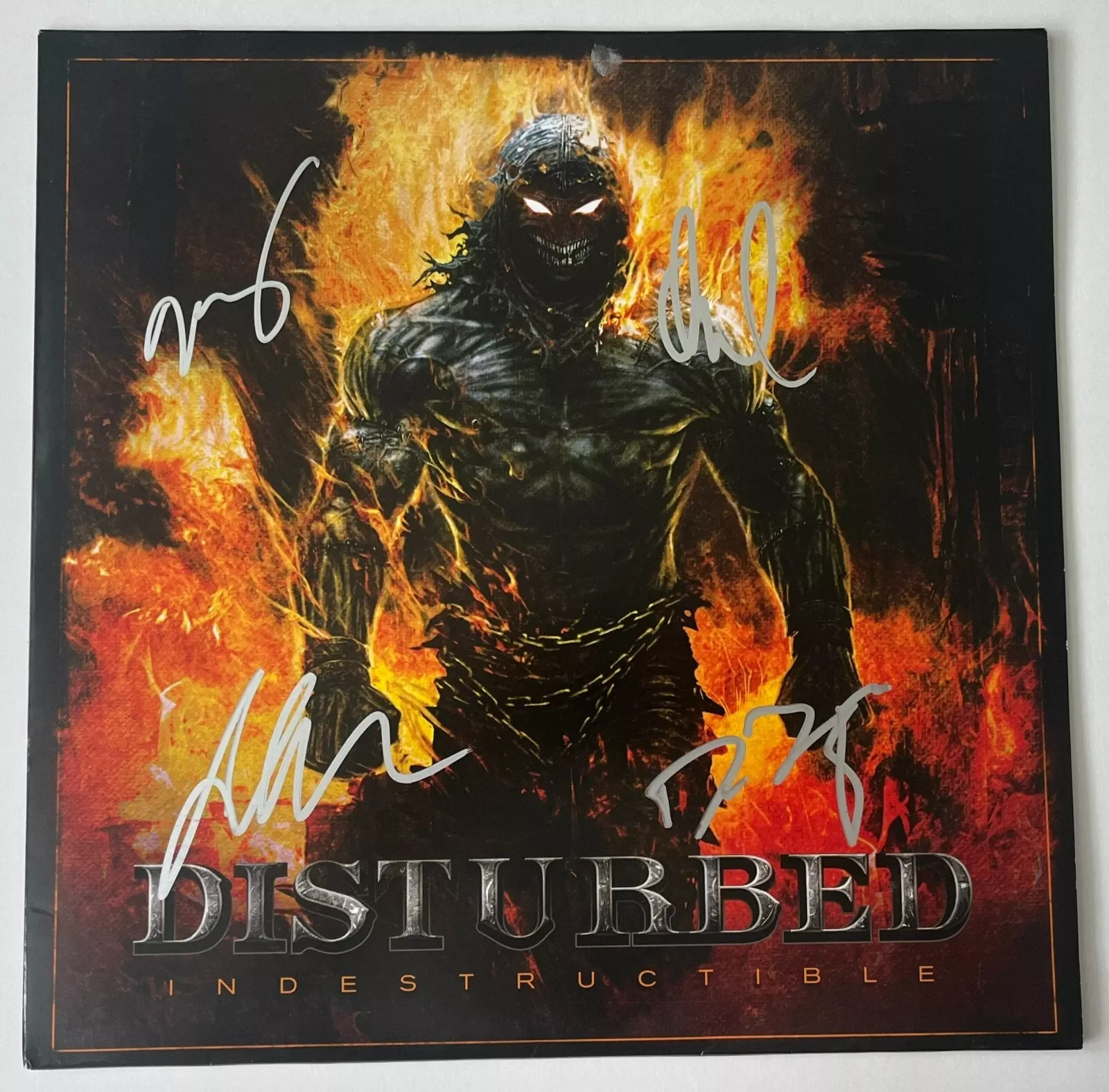 DISTURBED DAVID DRAIMAN +3 SIGNED AUTOGRAPH INDESTRUCTIBLE VINYL w/PROOF & COA | Autographia