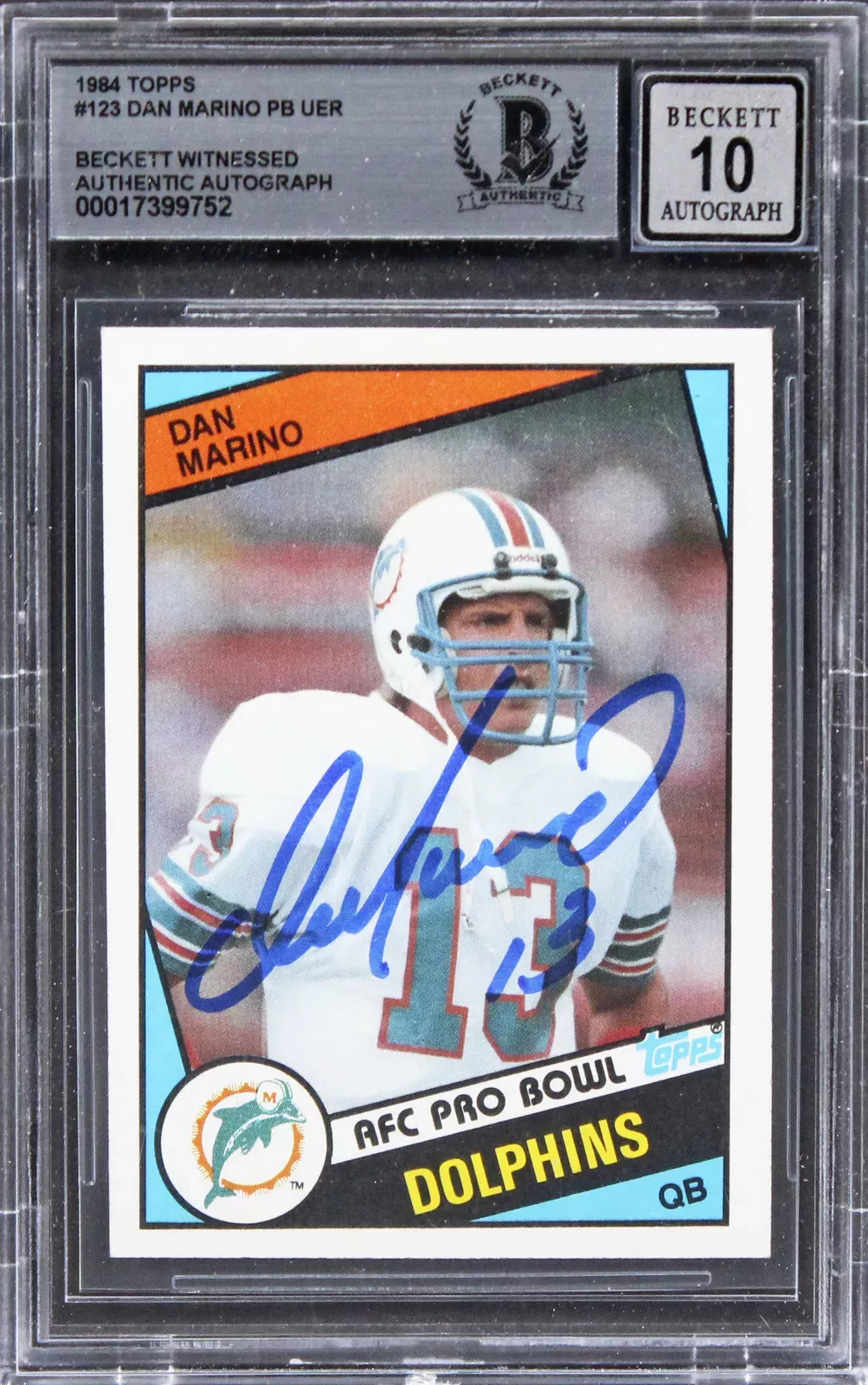 Dolphins Dan Marino Signed 1984 Topps #123 Rookie Card Auto 10! BAS ...