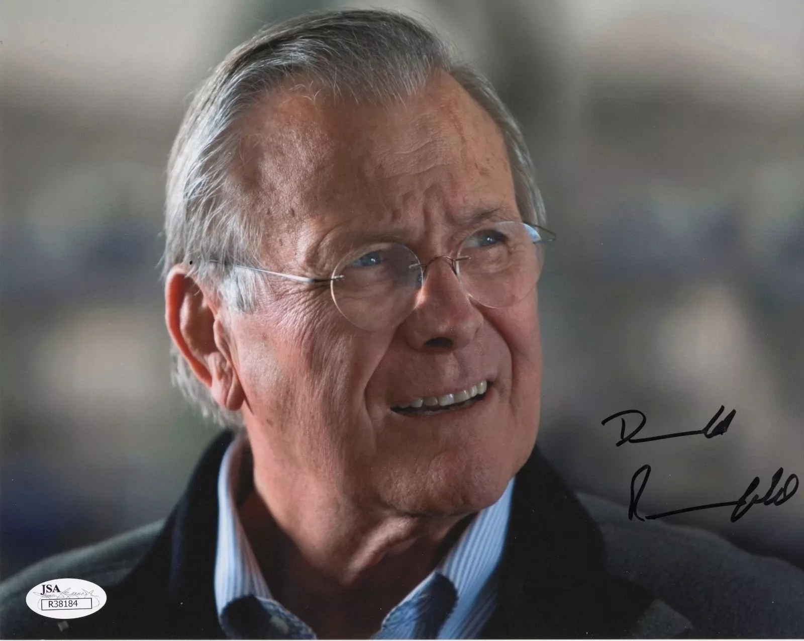 DONALD RUMSFELD HAND SIGNED 8x10 COLOR PHOTO SECRETARY OF DEFENSE JSA ...