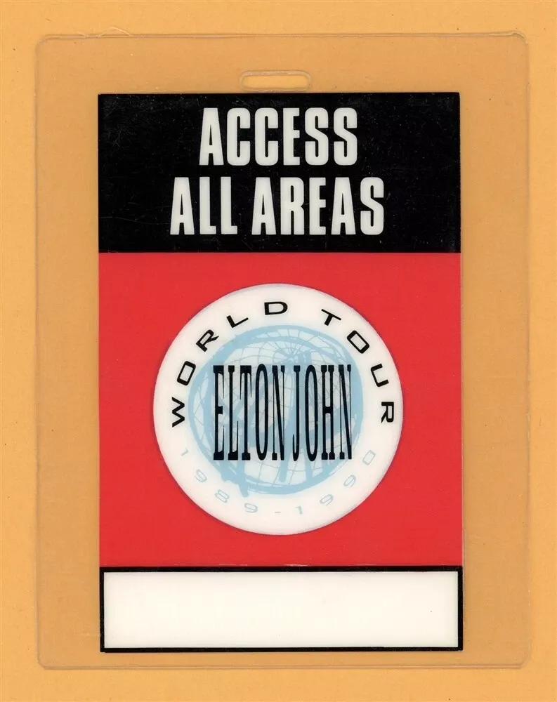 Elton John 1990 World Tour AAA Laminated Backstage Pass | Autographia