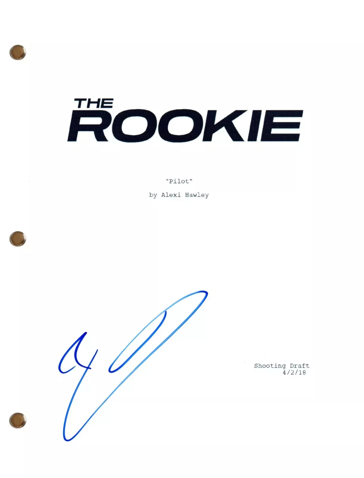 Eric Winter THE ROOKIE Signed TV Series Autograph Pilot Script ...