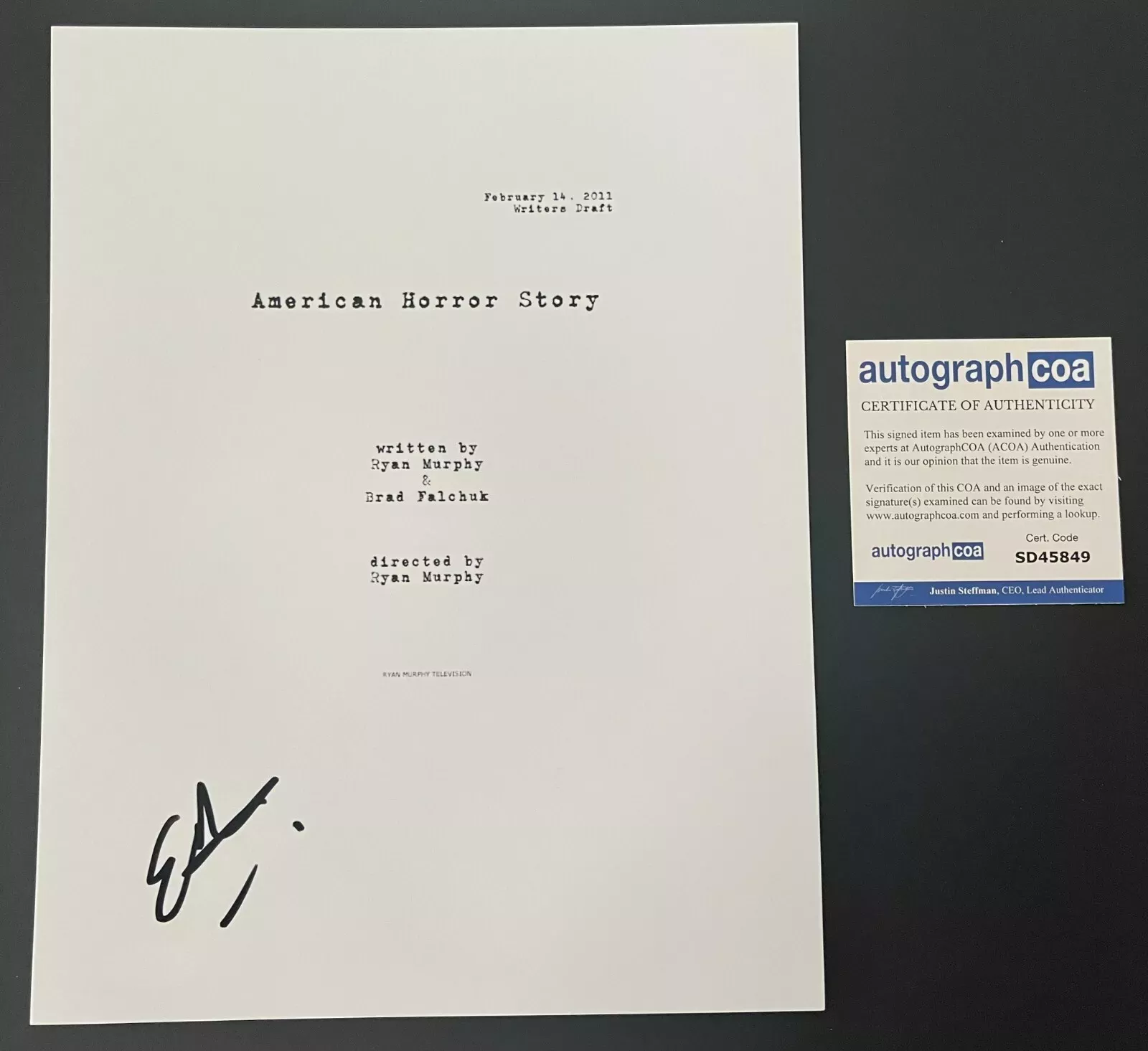 EVAN PETERS SIGNED AMERICAN HORROR STORY SCRIPT w/EXACT PROOF ...