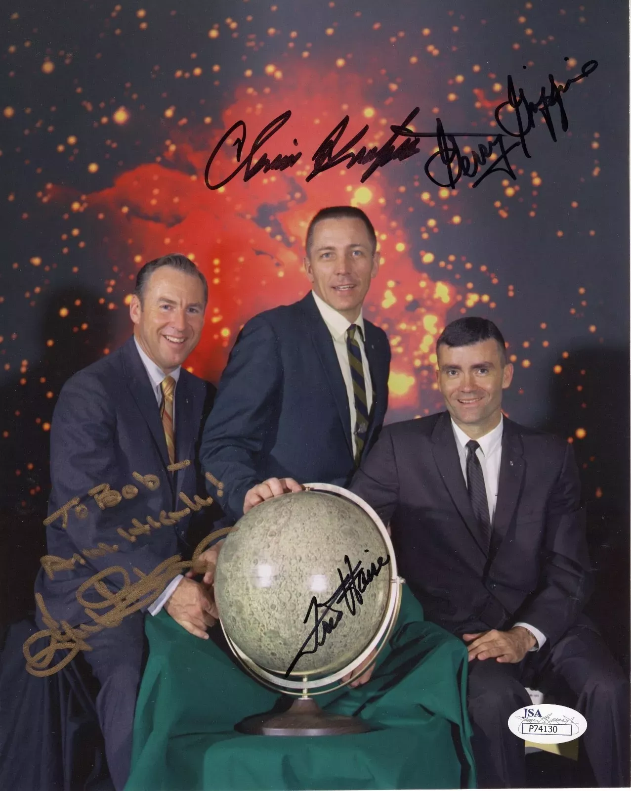 FRED HAISE+KRANZ+KRAFT+GRIFFIN HAND SIGNED 8x10 PHOTO APOLLO 13 TO BOB ...
