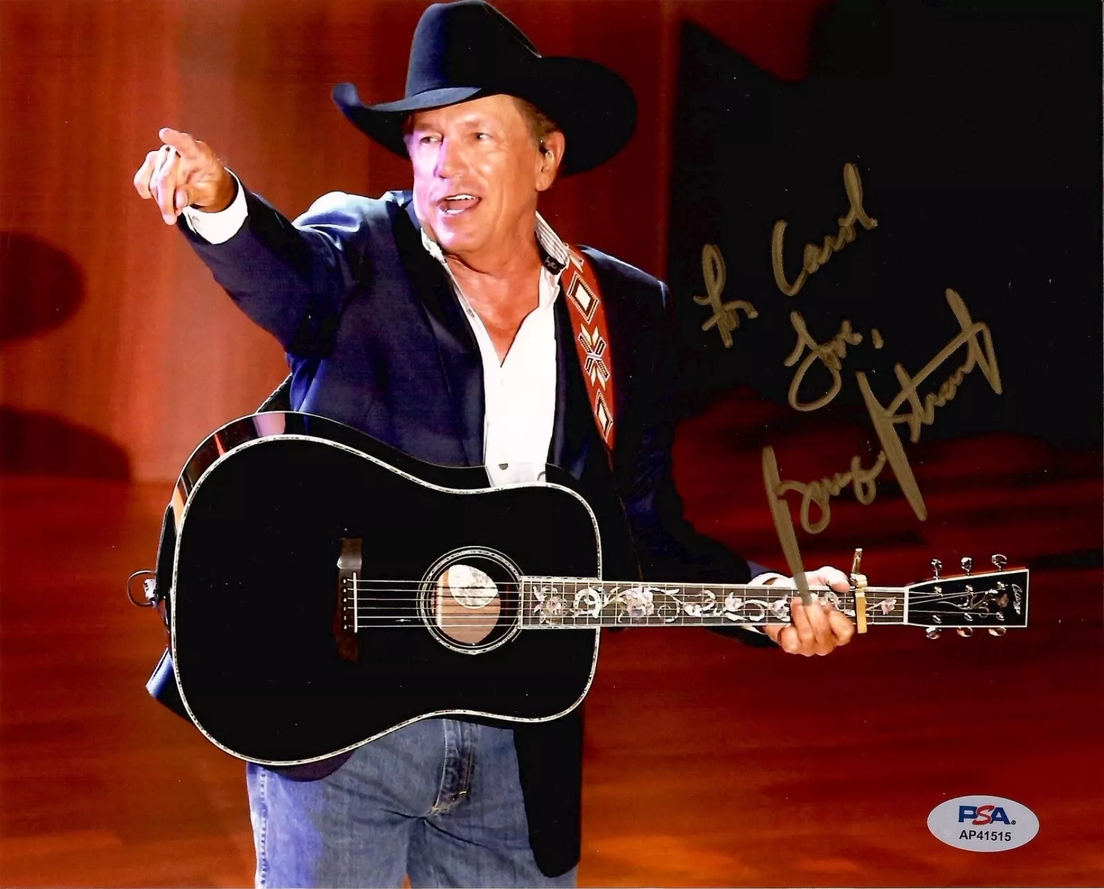 GEORGE STRAIT HAND SIGNED 8x10 COLOR PHOTO SIGNED TO CAROL PSA ...