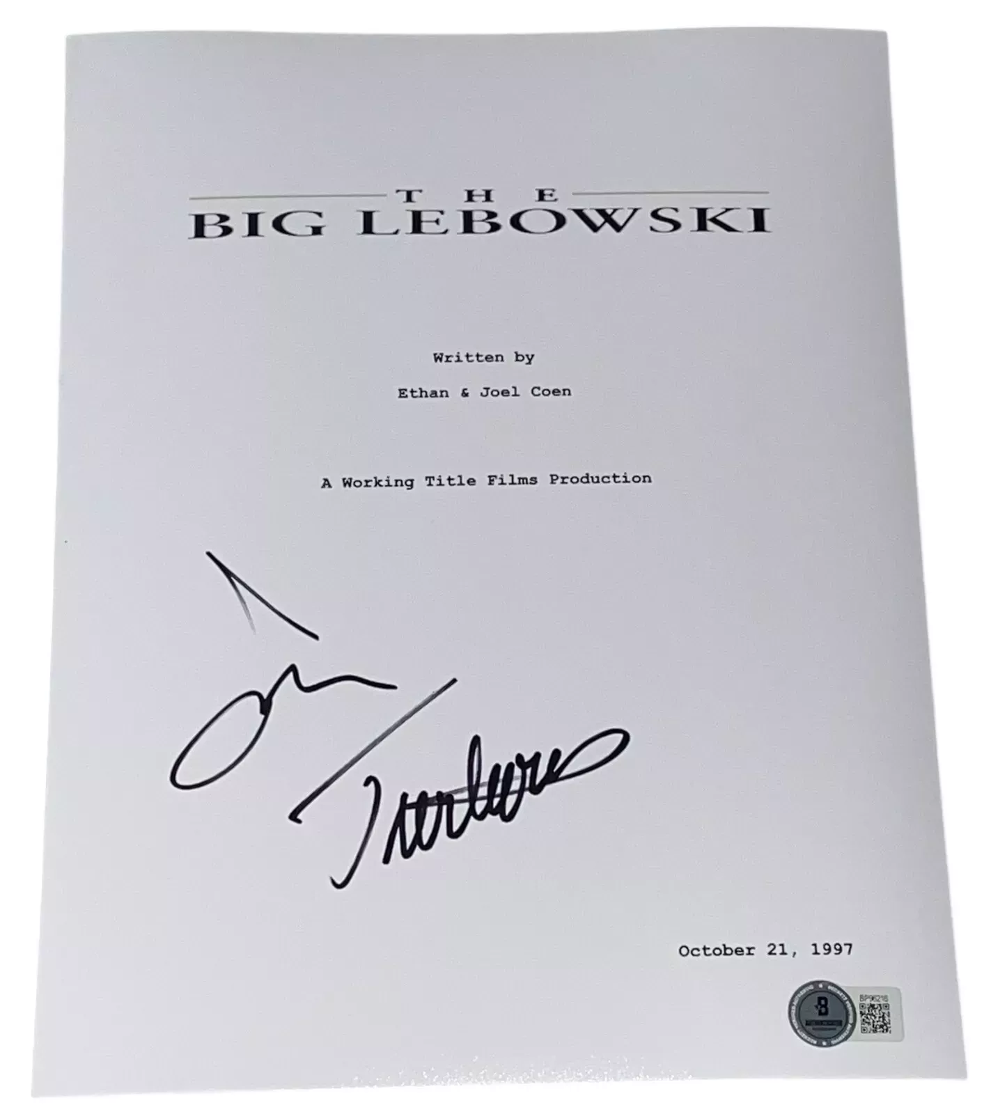 John Turturro Signed Autograph The Big Lebowski Movie Script Screenplay ...