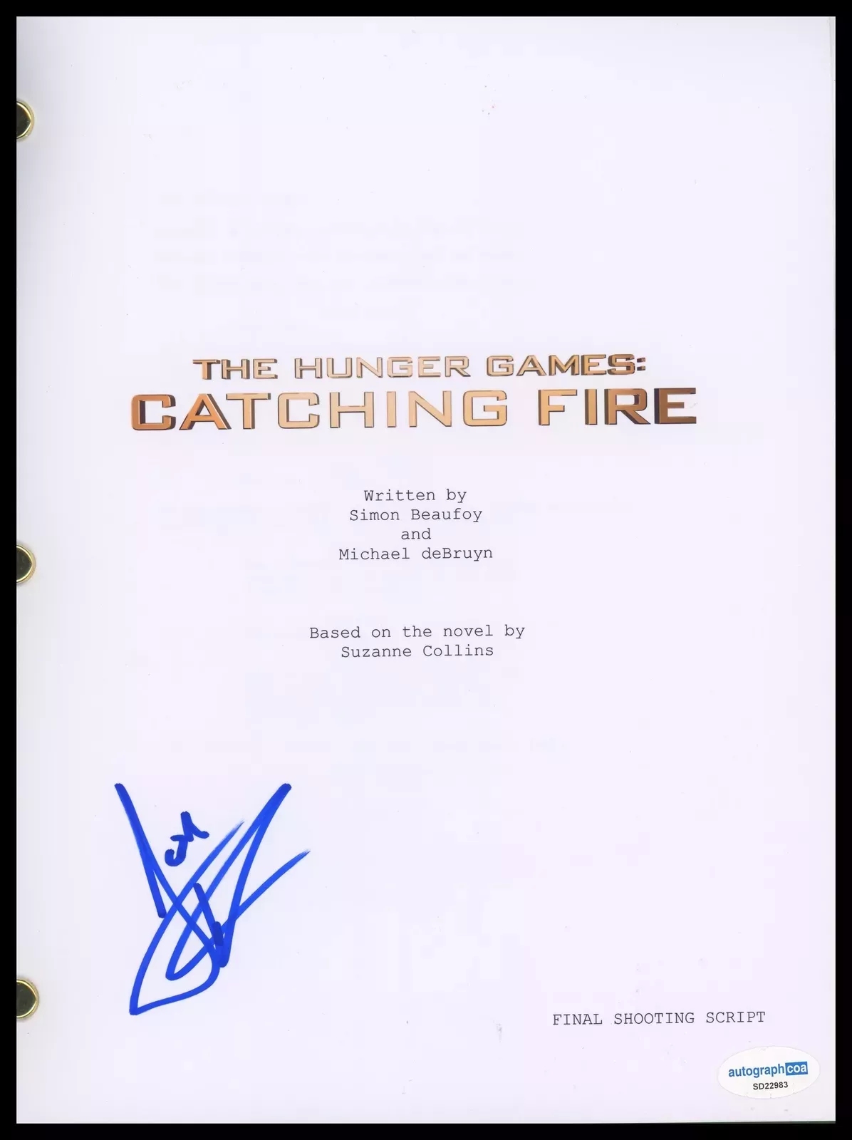 Josh Hutcherson "The Hunger Games: Catching Fire" SIGNED Script ...