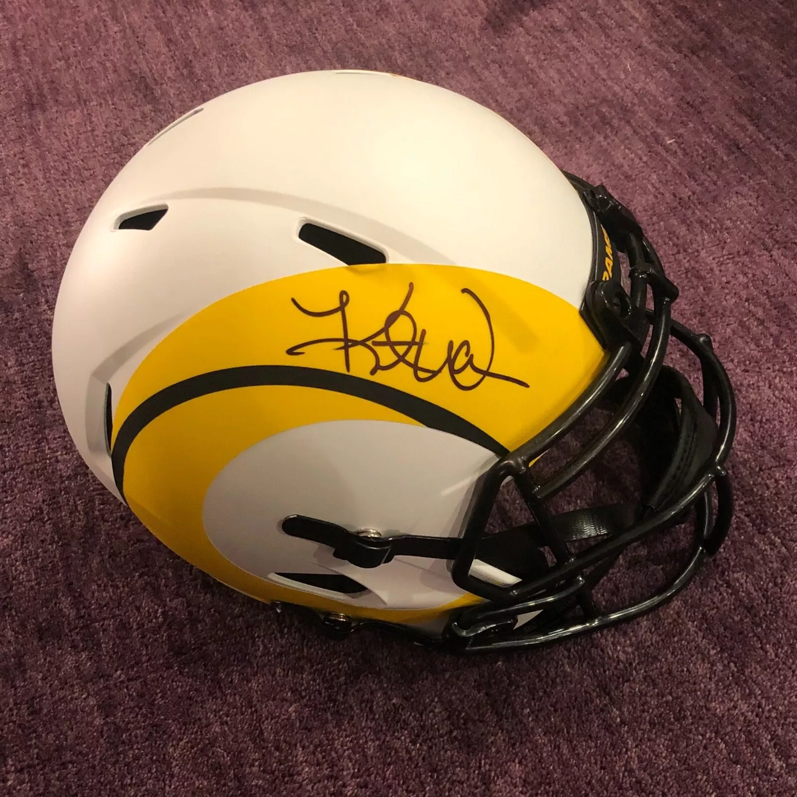 KURT WARNER Signed Full-Size RAMS LUNAR ECLIPSE Helmet Beckett Auth ...