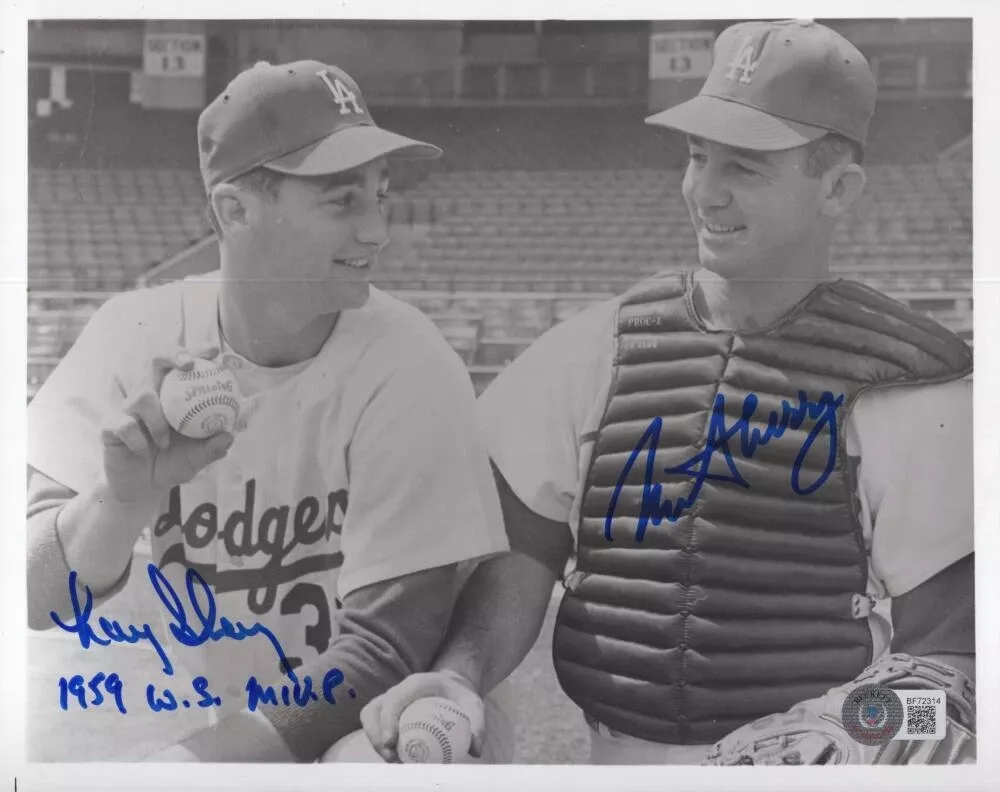 LARRY SHERRY NORM SHERRY 1959 WS MVP SIGNED VINTAGE 8X10 PHOTO BECKETT ...