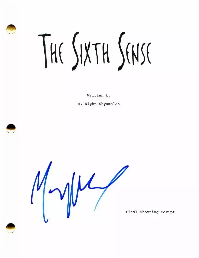 M. M NIGHT SHYAMALAN SIGNED AUTOGRAPH THE SIXTH SENSE MOVIE SCRIPT BRUCE WILLIS COLLECTIBLE ...