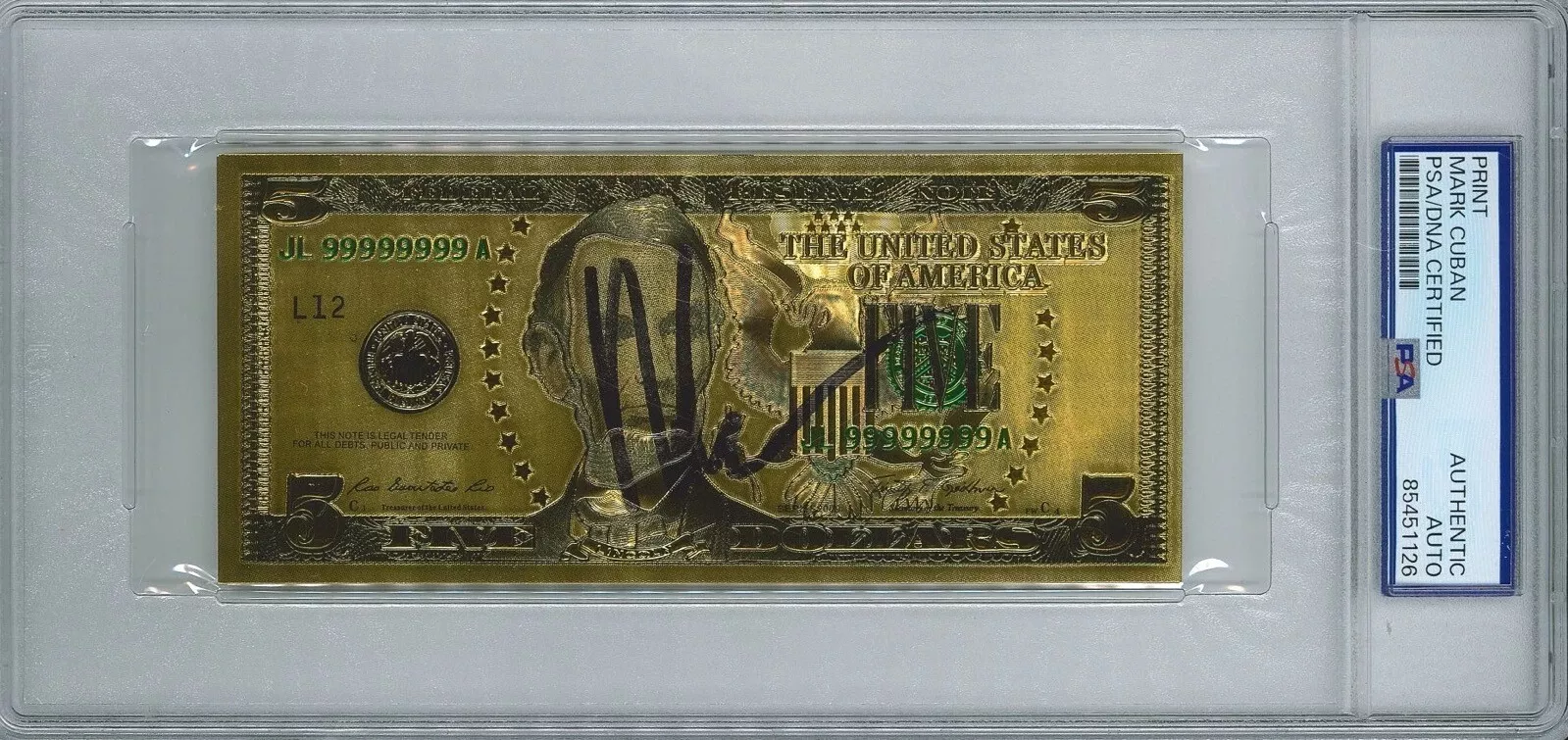 MARK CUBAN SIGNED $5 REPLICA CURRENCY PSA DNA 85451126 | Autographia