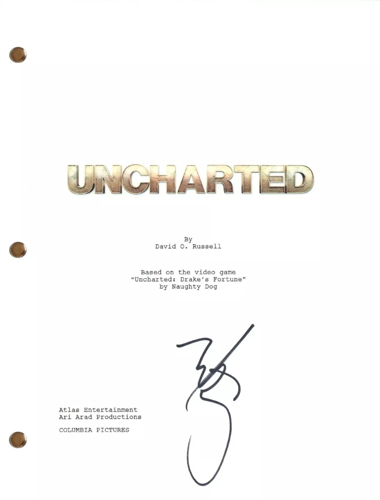 Mark Wahlberg UNCHARTED Signed Autograph Movie Script Full Screenplay ...