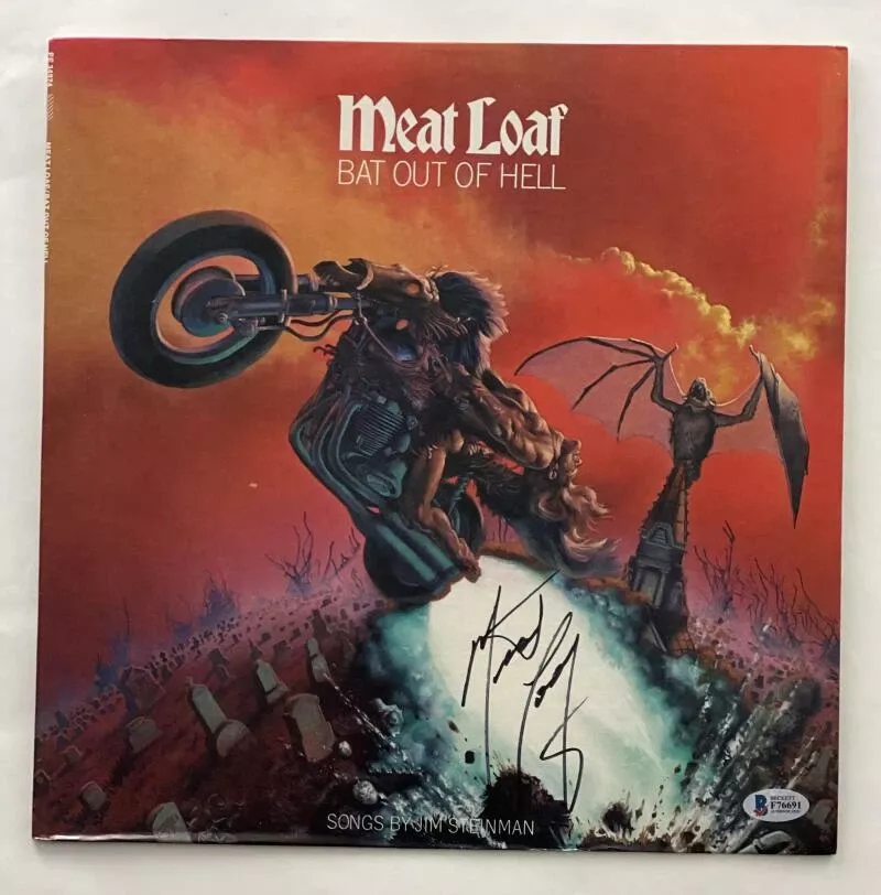 MEAT LOAF SIGNED AUTOGRAPH ALBUM VINYL RECORD - BAT OUT OF HELL RARE! W/ BECKETT | Autographia