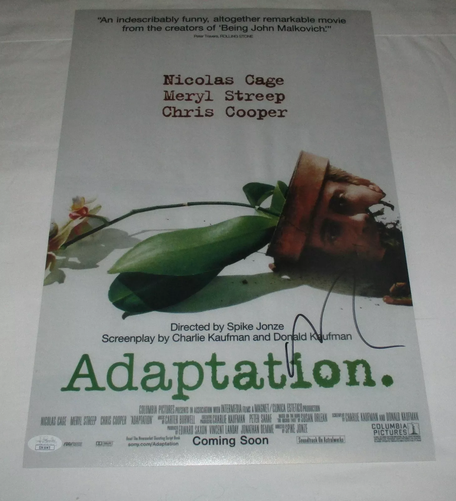NICOLAS CAGE SIGNED ADAPTATION 12X18 MOVIE POSTER JSA | Autographia